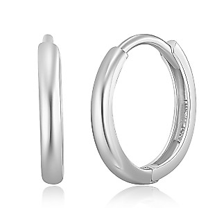 14k REAL White Gold 2mm Thickness Hoop Huggie Earrings (11 x 11 mm)