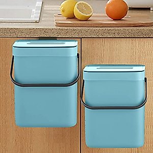 Small Trash Can with Lid, LALASTAR Compost Bin Indoor Kitchen Sealed Under Sink for Kitchen, Food Waste Bin for Countertop, Mountable Garbage Can for Bathroom, RV, 5L/1.3 Gal, Blue