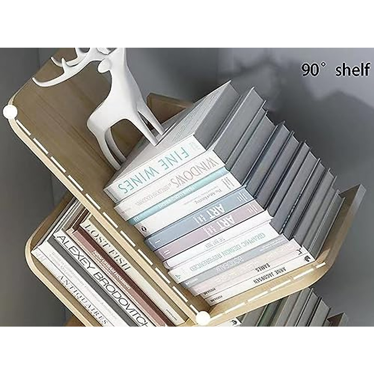 VERAMY 5 Tier Tree Bookshelf with Drawer Floor Standing Bookcase Storage Rack Organizer Shelves Large Capacity Bookshelf Corner Bookshelf for Living Room Bedroom Home Office