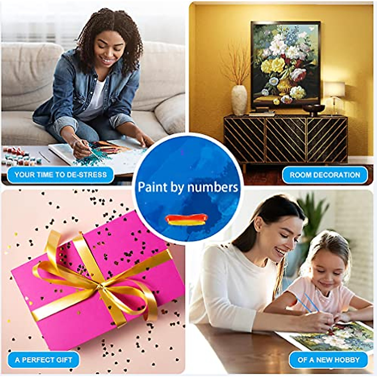 MONDART Paint by Numbers Kits DIY Oil Painting Home Decor Wall Value Gift - Animals in The Forest 16X20 Inch (No Frame)