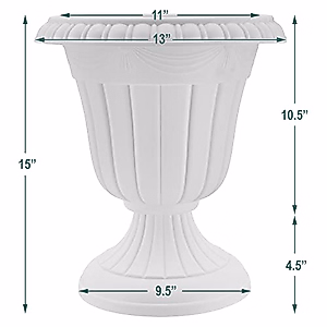 Arcadia Garden Products PL10CP Classic Traditional Plastic Urn Planter Indoor/Outdoor, 15" x 13", Brushed Copper