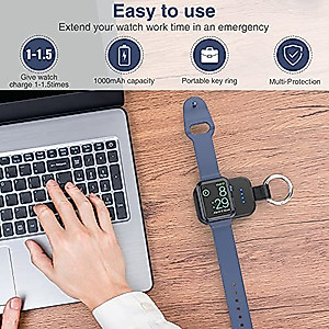 Portable Wireless Charger Compatible for Apple Watch Series 8/UItra/7/6/5/4/3/2/SE/Nike, Compact Magnetic iWatch Charger 1000mAh Extra Power Bank Keychain Style Gift Your Father Mother Birthday-Black