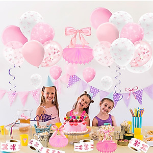 50Pcs Pink Bow Balloons, Pink Bow Coquette Party Decorations, Pink Bow Party Supplies