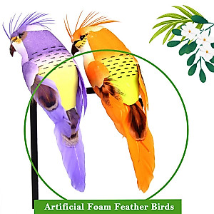 LWINGFLYER 12pcs Artificial Foam Feather Birds Artificial Parrot Ornaments 4.7inch with Clip for Craft Wedding Decoration Home Garden Party Accessories Christmas Tree Decor