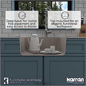 Karran Drop-In Quartz Composite 25 in. 1-Hole Single Bowl Kitchen Sink in White