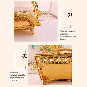 Food Serving Trays, Vintage Sturdy Zinc Alloy Elegant Tray with Handles for Home Bar Cafe