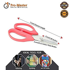 Leather Scissors. Small, Sharp Stainless Steel Durable Blades - Effortless Cutting - Large Comfortable Shears for Crafting, Sewing, Clay Bead Kit, Tailor, Belts, Fabric, Cotton, Cloth, Office, Home