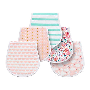 5 Pack Burp Cloths + Minky Changing Pad Cover for Baby Girl Boy, Plush Changing Table Covers Breathable Mink Changing Table Sheets Cover Wipeable