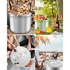 304 Stainless Steel Fire Pit Lid Fit for Solo Stove Bonfire 19.5" Fire Pit, Round Cover with Heat Resistant Handle, Outdoor Fire Pits Wood Burning and Camping Accessories