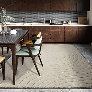 LUXE WEAVERS Modern Geometric Wave Cream 5x7 Area Rug