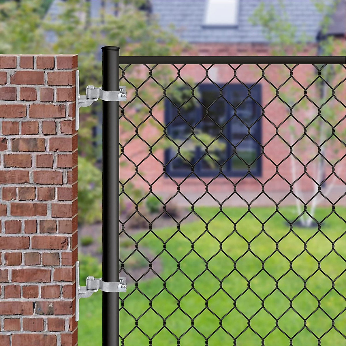 Wall Mount Gate Hinge | Pipe Gate Hinge 2 Pack Chain Link Fence Gate Hinges Fence Post Chain Link Gate Hinge (2)