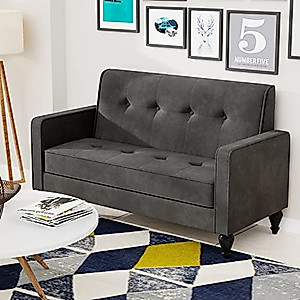 ALISH Upholstered Loveseat Sofa Couch, Modern Love-seat Settee Small Sofa Couch Dining Bench Button Tufted Mini Sofa Couches for Living Room Bedroom, Gray