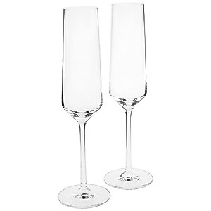 Schott Zwiesel Tritan Crystal Glass Pure Stemware Collection Champagne Flute with Effervescence Points, 7.3-Ounce, Set of 2