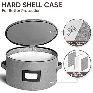 BALEINE China Storage Containers, Hard Shell Case for Organizing, Stackable Moving Storage Box with Felt Plate Dividers for Dishes, Glasses, Mugs (Plate Set)