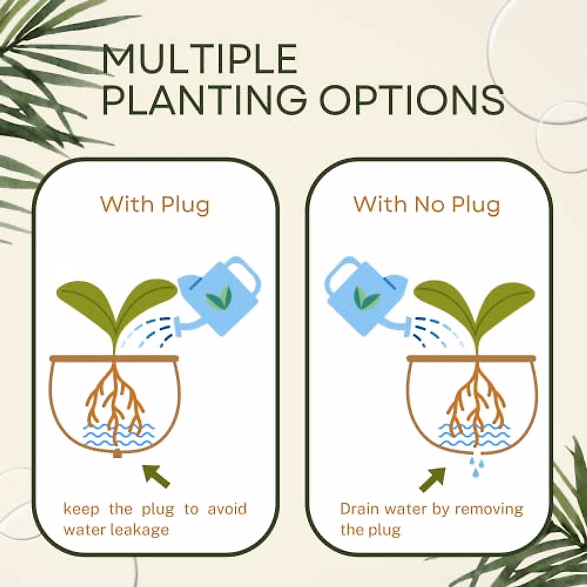 United World Creations Disco Ball Hanging Planter | Retro Decor Planter with Wood Stand, Chain and Macrame Plant Hanger | Large 8 inch Silver with Drainage Hole