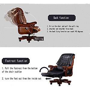WYKDL High-Back Leather Executive Swivel Adjustable Swivel Office Desk Chair with Armrests Lumbar Support Desk Ergonomic Chair Chair Home Office Chair Reclining Swivel Chair Boss Chair