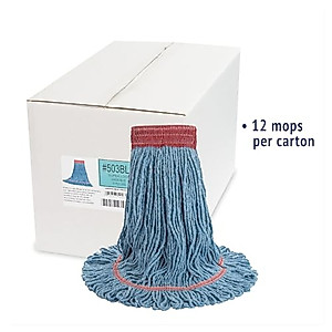 Boardwalk BWK503BLEA 5 in. Super Loop Cotton/Synthetic Fiber Wet Mop Head - Large, Blue