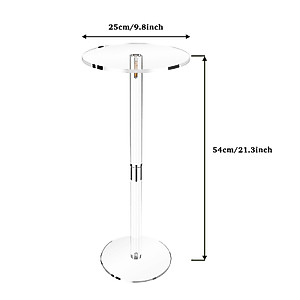 Cutora Acrylic Drink Table for Small Space 10" L x 10" W x 21.3" H Clear Side Table Round End Table Coffee Table Living Room Balcony Bedroom Bathroom Bar Easy Assembly