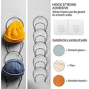 Hat Rack Caps Rack Holder,10 Rings Hat Organizer Cap Holder Organizer (Door Hooks and Sticky Hooks Include),Door/Wall/Clothes Rod Hanger Storage Hat Organizer for Baseball, Caps, Towel (round, black)
