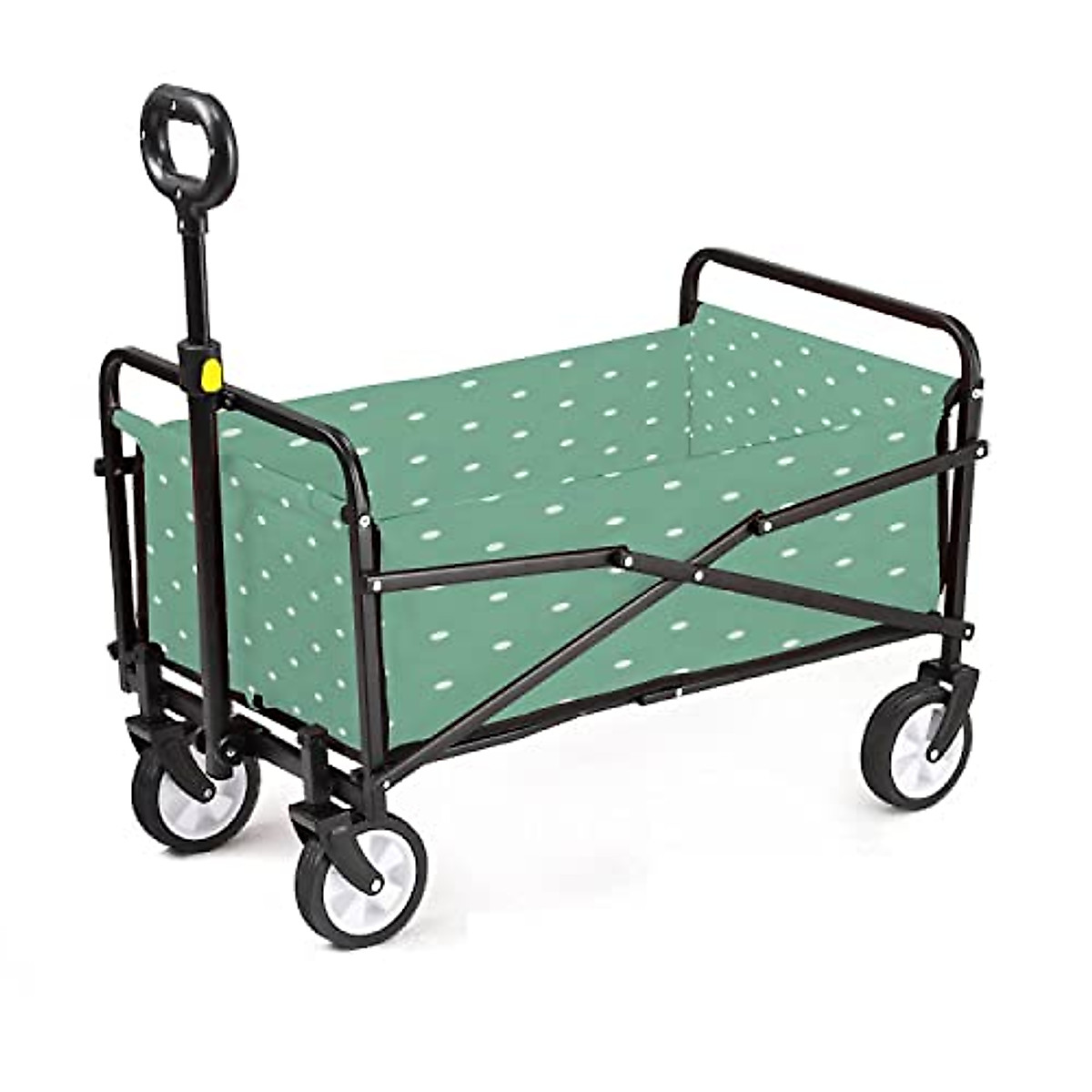 Collapsible Wagon Cart White dot Foldable Utility Wagon Large Capacity Garden Cart with Push Bar for Beach Camp Outdoor Shopping