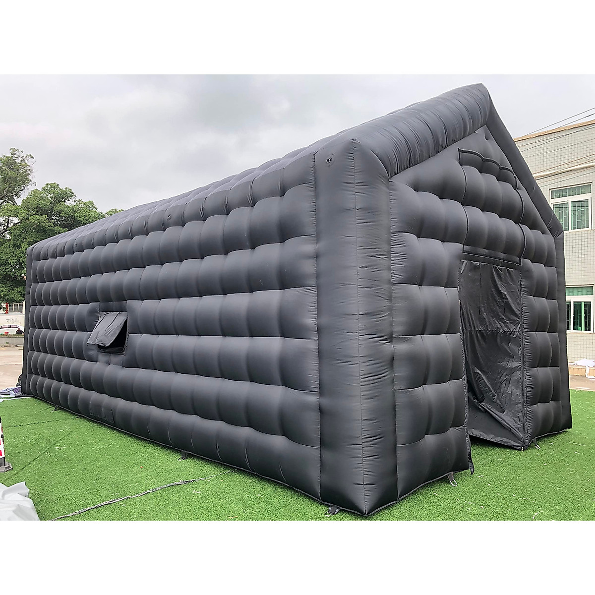 Large Black Inflatable Cube Wedding Tent Square Gazebo Event Room Big Mobile Portable Night Club Tent Party Pavilion for Backyard/Outdoor Events(29.5ftx16.5ft)