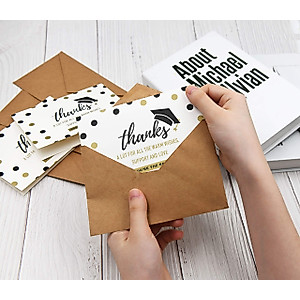 SUPREME IMPRESSION Graduation Thank you Cards 2024 with Envelopes, Attractive Graduation Greeting Cards 2024 Pack of 24 Graduation Cap Thank you Notes Card Set