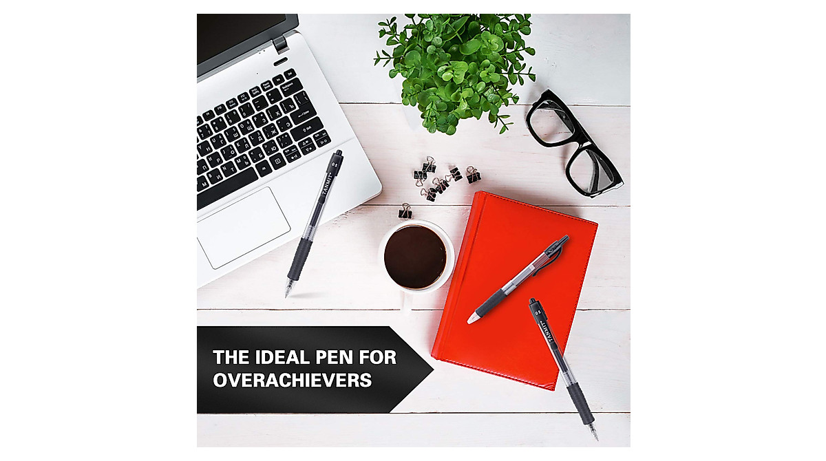 Tanmit Retractable Gel Pens 0.5mm - Smooth, Quick-Dry Black Ink (18-Pack)