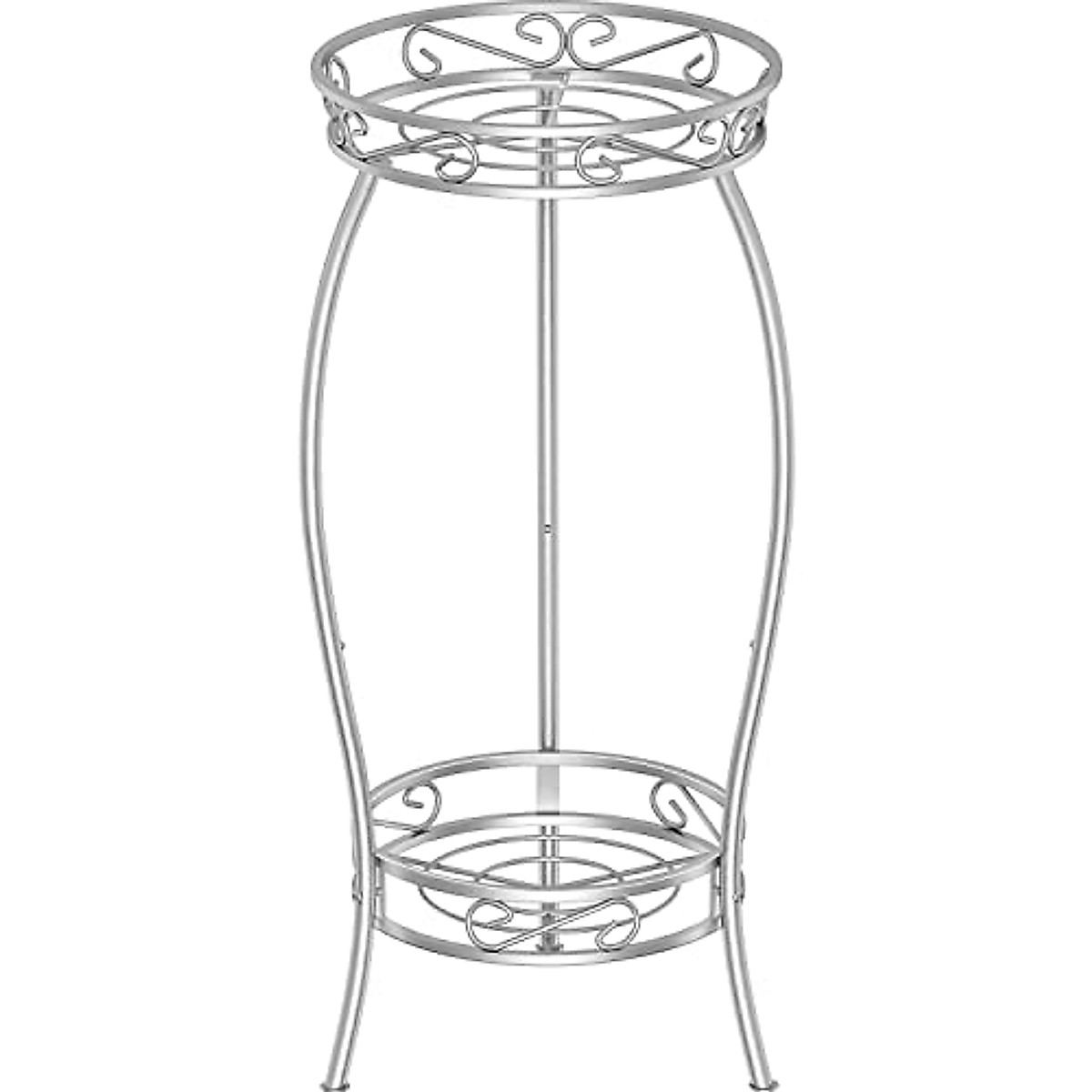 Skycarper Tall Metal Plant Stand 2 Tier Flower Pot Rack Organizer Indoor Outdoor Multiple Holder,Silver