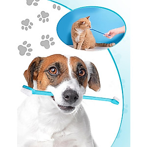 100 Pcs Dog Toothbrush Dog Tooth Brush Double Headed Dog Tooth Brushing Kit Soft Bristles Dog Tooth Brush Long Handle Toothbrush For Dogs Cat And Most Pets Toothbrush Best Dog Teeth Cleaning -Blue