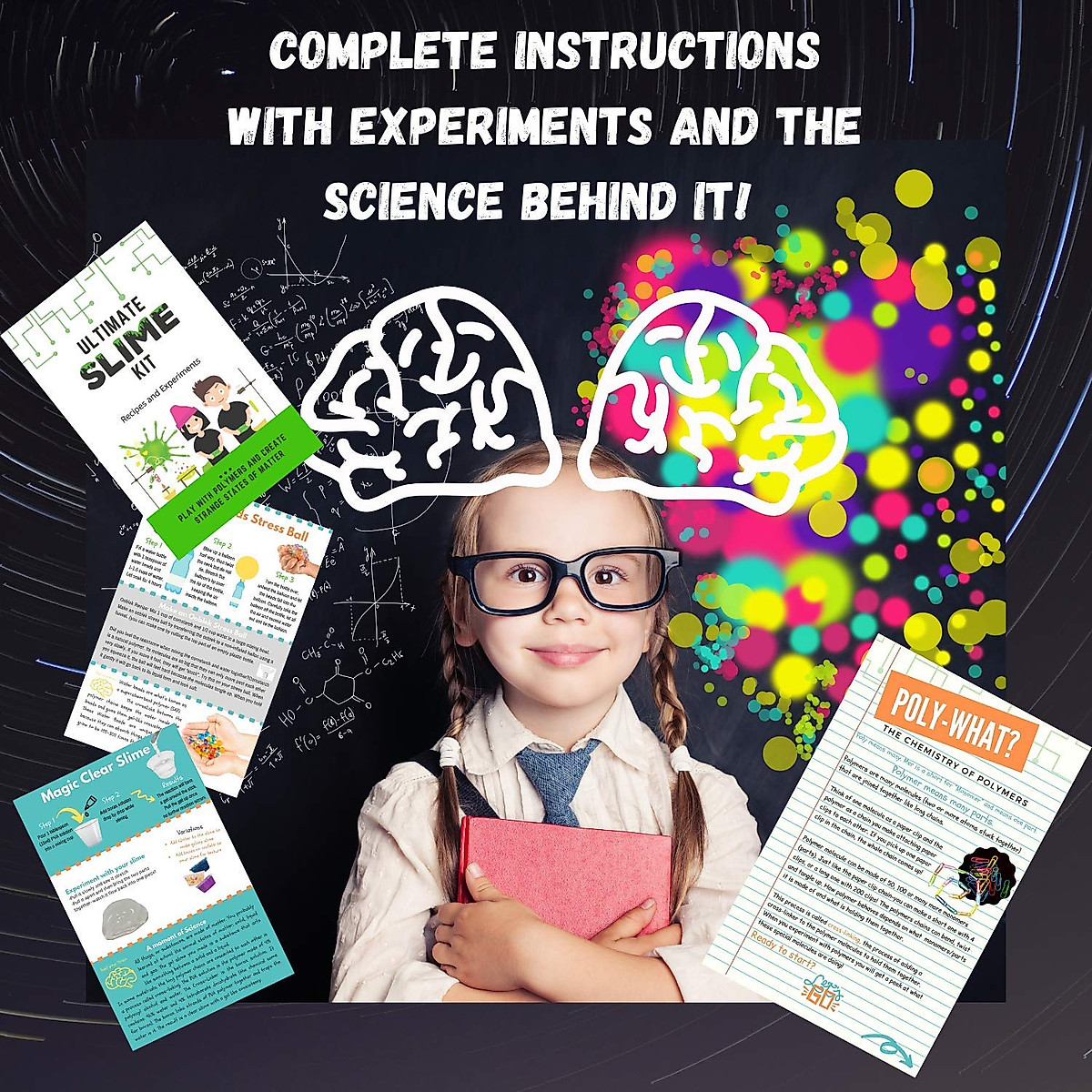 Ultimate Slime Kit - 10 Slimy Experiments | Make Glow-in-The-Dark, Clear, Color-Shift, Bounce, & Other Cool Slimes | Fun STEM & Science Activity Kit Gift for Kids & Teens