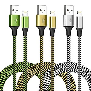 iPhone Charger 3Pack 6ft USB Lightning Cable Cord，Mfi Certified Apple Charger Fast Charging Nylon Braided iPhone Cable,Compatible with iPhone 14/13/12/11/X/Pro/Max/8/7/6/6S/SE/Plus/iPad