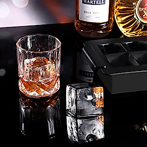 Ticent Ice Cube Trays (Set of 2), Silicone Sphere Whiskey Ice Ball Maker with Lids & Large Square Ice Cube Molds for Cocktails & Bourbon - Reusable & BPA Free
