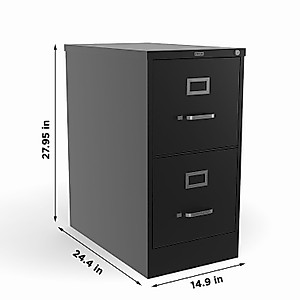 Staples 85988 2-Drawer Vertical File Cabinet Locking Letter Black 25-Inch D (25157D)