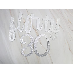 StarsGarden 30 Flirty & Thriving Banner – Talk Thirty to Me Banner It's My Funny Fabulous 30 Banner -Dirty 30th Birthday Banner Decorations - Finally 30 Milestone Happy Birthday Decorations(Silver 30)