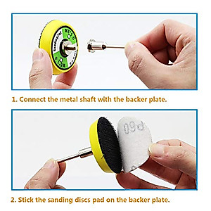 AxPower 100pcs 2 inch Sanding Discs Pad Kit for Drill Grinder Rotary Tools with Backer Plate 1/8" Shank Includes 60-2000 Grit Sandpapers