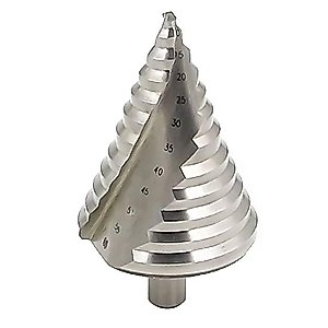 Meichoon Step Drill Bit Set Large HSS Spiral Groove 6-60mm 12 Steps Sizes, Cobalt Countersunk Drill Cone Drilling Tool Hole Cutting Enlarge Metal Sheet PVC Sheet Wood, Triangle Handle, DC18