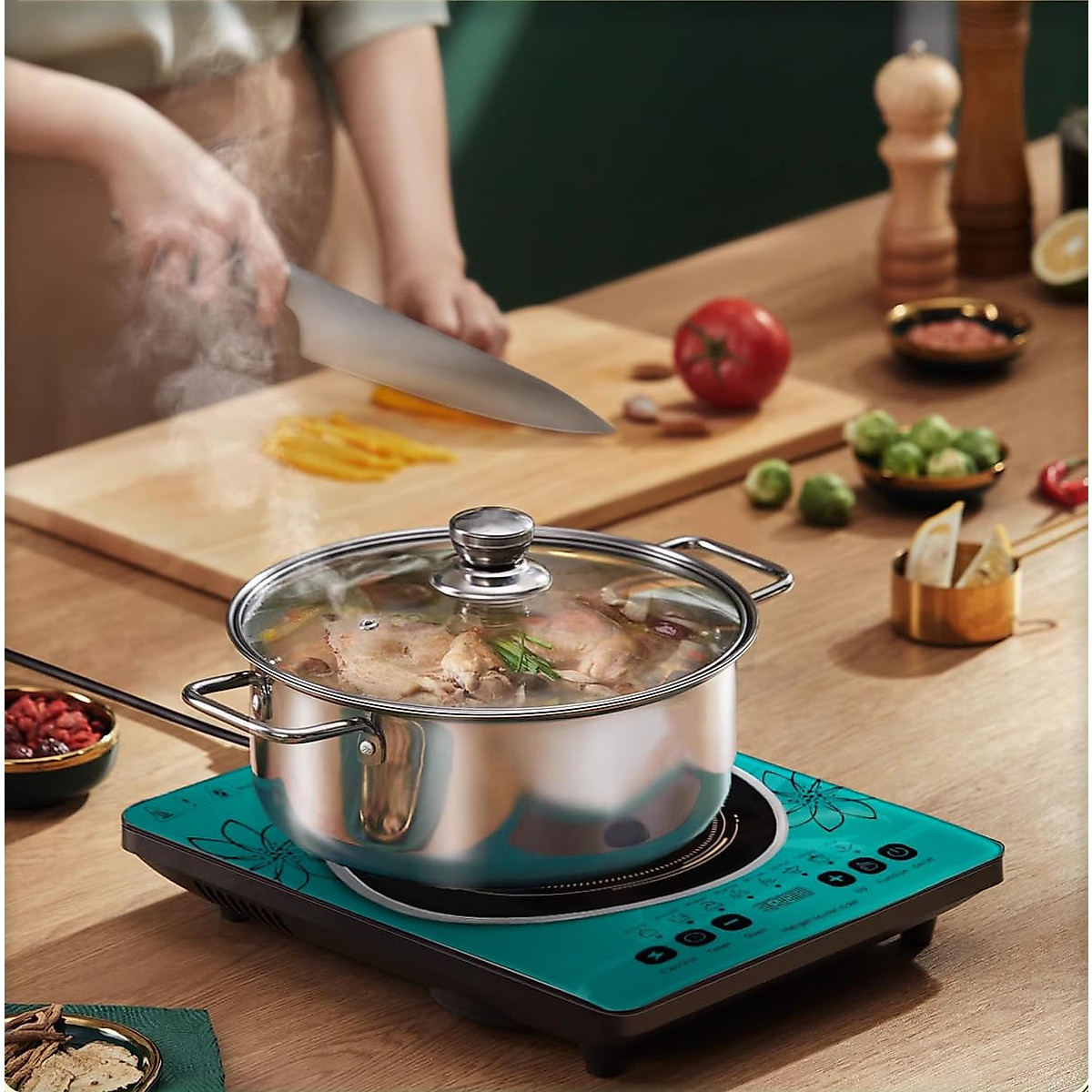 TYEMUI 2200W Induction Hot Plate,Portable Electric Cooktop Single Burner High Power Electrical Hot Plates for Cooking in Dorm, Apartments, Home 110V-120V