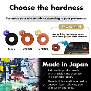 OniAim Precision Rings Orange Demon AIM Assist Motion Control Accessories for PS5, PS4, Xbox series, PC Gamepads, Switch Pro Controller & Scuf Controller Made in Japan (6 rings) (Assorted 3-Level)