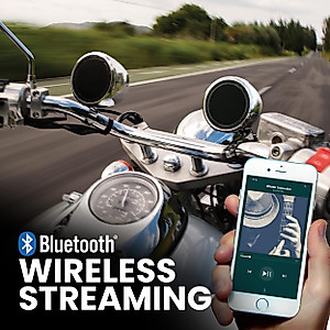 BOSS Audio Systems MC520B 3 Inch Motorcycle Speakers and Amplifier Stereo Sound System - Bluetooth, Weatherproof Full Range Speakers, 2 Channel Amplifier, Wireless Remote, Use With ATV UTV