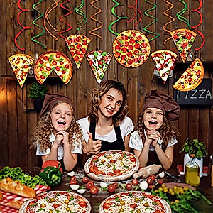30Pcs Pizza Party Hanging Swirl Decorations Pizza Theme Ceiling Whirl Hanging Decorations for Pizza Themed Birthday Party Decorations Pizza Party Time Birthday Party Hanging Decor