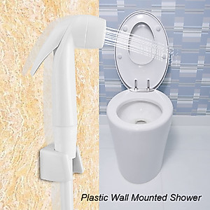 VINGVO Handheld Bidet Sprayer for Toilet, Portable Pet Shower Toilet Water Sprayer Seat Bidet Attachment Plastic Wall Mounted Shower Bathroom Hand Bidet Diaper Spray Sprayer Shattaf Kit