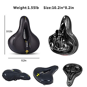 Comfortable Bike Seat Cushion,Wide Bicycle Seat with Dual Shock Absorbing Ball Memory Foam for Men Women,Waterproof Bicycle Hollow Saddle Fits Stationary Road Mountain Exercise Bike