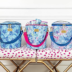 Lilly Pulitzer Blue Insulated Beach Cooler with Adjustable Strap, Turtley Awesome