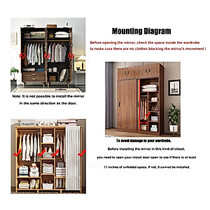 Hideaway Closet Mirror, Retractable Full Length Mirror, 51" x 16" Wall Mounted Mirror, Suitable for Bedroom, Locker Room, Cloakroom