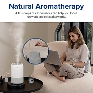 LEVOIT Humidifiers for Bedroom, Cool Mist Air Vaporizer for Babies, Ultrasonic Top Fill Essential Oil Diffuser, Smart Sleep Mode, Auto Shut Off, Quiet, 1.8L, Gray