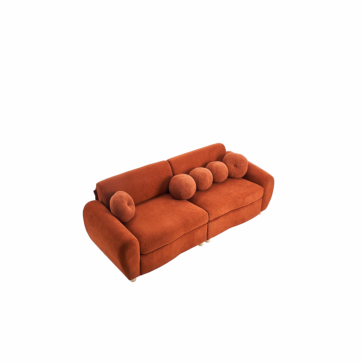 DREAMODERN 84.6-inch Sectional Curved Sofa Couch for Living Room, Modern Contemporary Upholstered Sofa Couch Chenille Fabric Couch with 5 Decorative Throw Pillows for Apartment Office - Orange