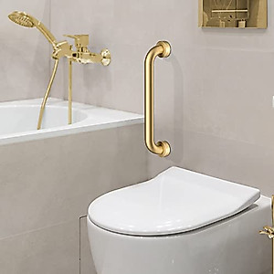 Gabrylly 15“ Grab Bar Handle for Bathroom Toilet Bathtubs and Showers, Brushed Gold