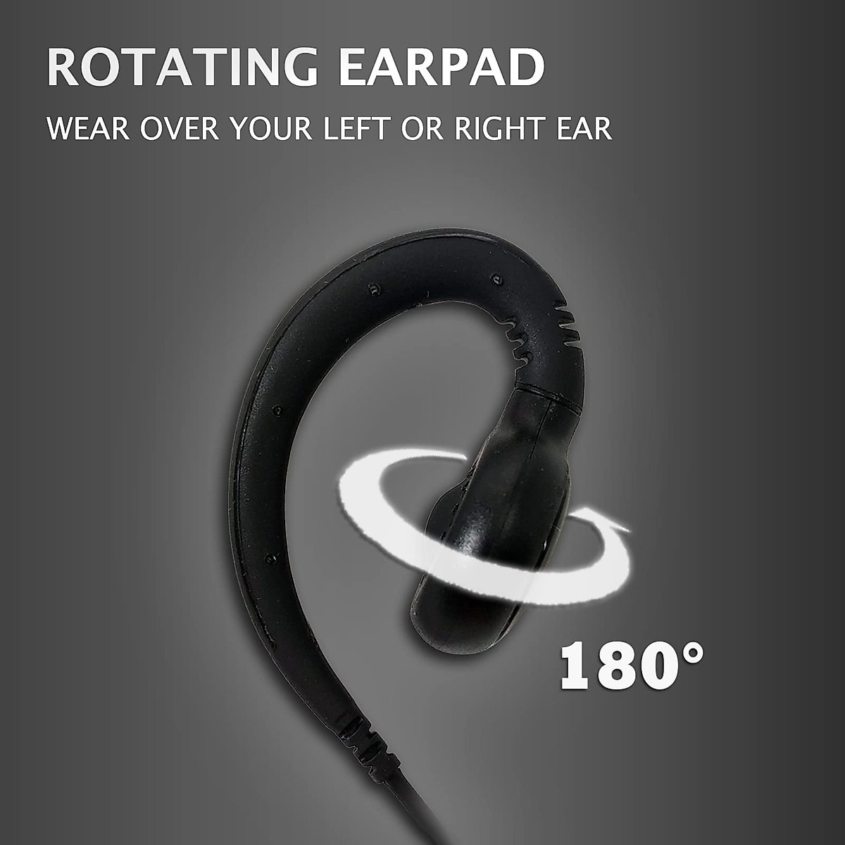 [2-Pack] ProMaxPower C-Shape Swivel Ear Hanger Earpiece for Motorola Two-Way Radios XPR6550 XPR7550e XPR7580e XiR-P8200 DP3401 MTP850