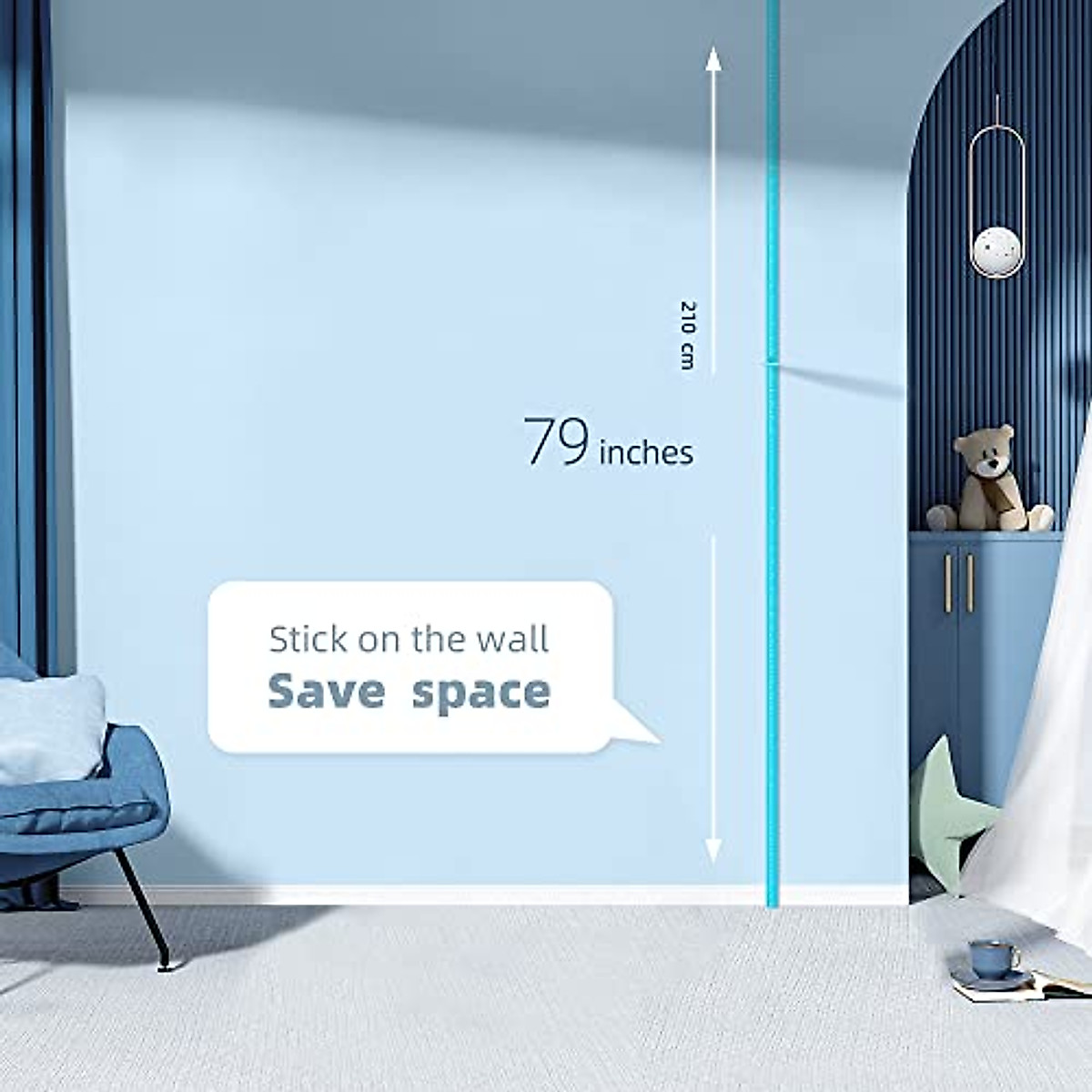 SNOPARD Growth Chart, Baby Height Chart,Spliced Height Ruler, Kids Height Measurement for Wall Sticker, Sliding Measuring Ruler for Nursery School Clinic with High Precision,79 inch (Green）