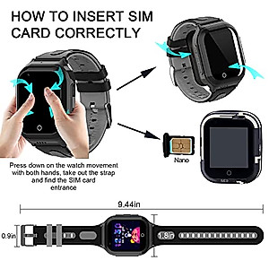 Getfitsoo Wonlex 4G Kids Smartwatch with SIM Card, GPS Smart Watch for Kids, 1.4" Touch Screen Phone Watch with Video Calls, Voice Chat, SOS, Camera, Pedometer, Alarm, Music Player for Boys and Girls